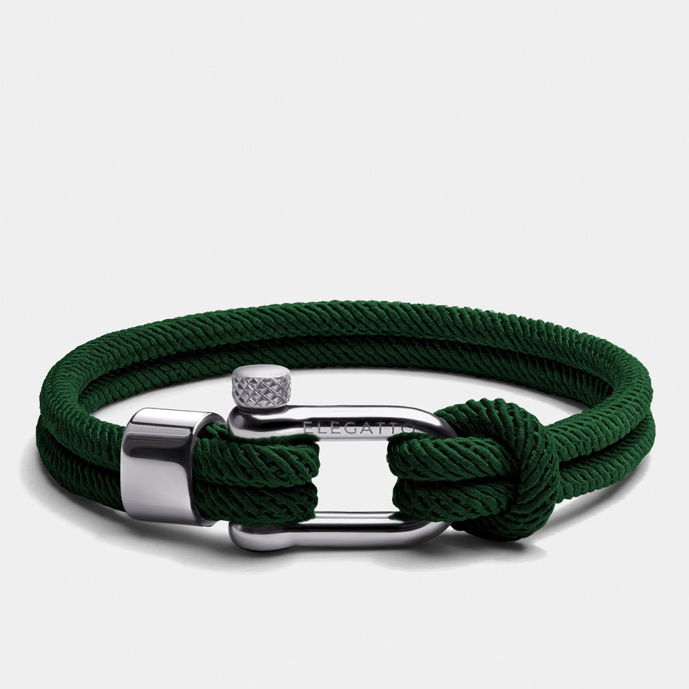 Alchor Platinum Forest Green Rope Bracelet: A Statement Piece - Elegatto