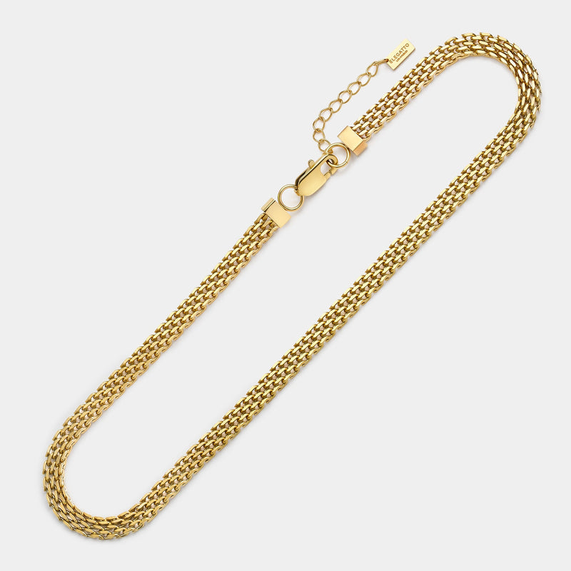 Elegatto Women's Mesh Wall Chain Choker in Gold